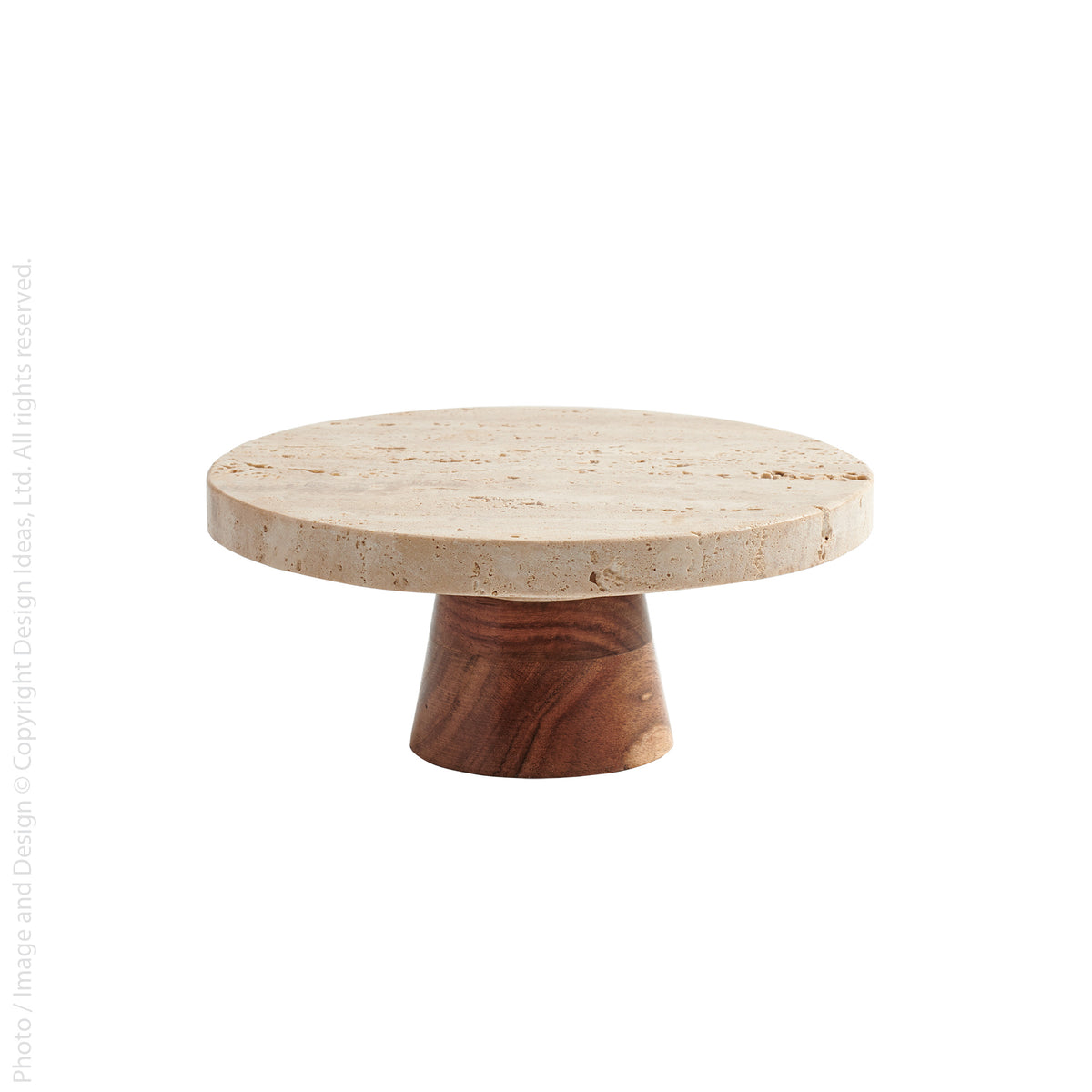 Marbella™ Small Handmade Travertine and Wood Riser (8 in.) - texxture ...