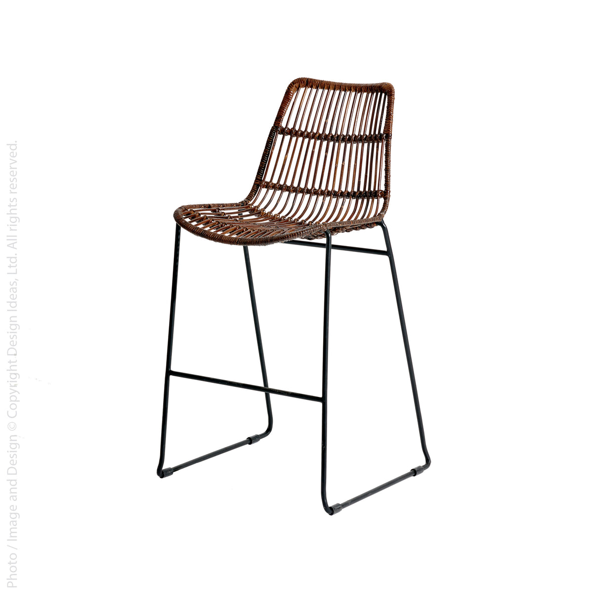 Brisbane™ Welded Iron, Woven Rattan Bar Stool - texxture™ — Design Ideas